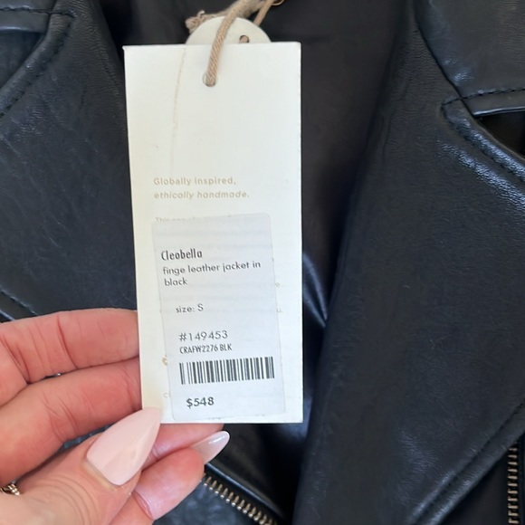 Cleobella | Jackets & Coats | Cleobella Fringe Leather Jacket In Black ...